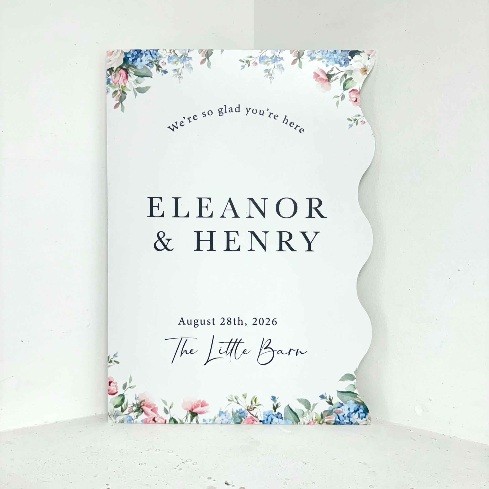 Floral Wiggle Easel Sign - Personalised Wedding Welcome Sign (UK ...